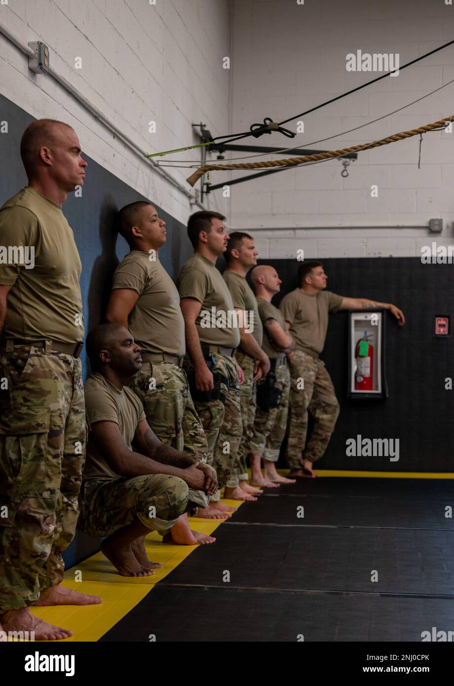 U.S. Air Force Airmen prepare for self-protection training during ...
