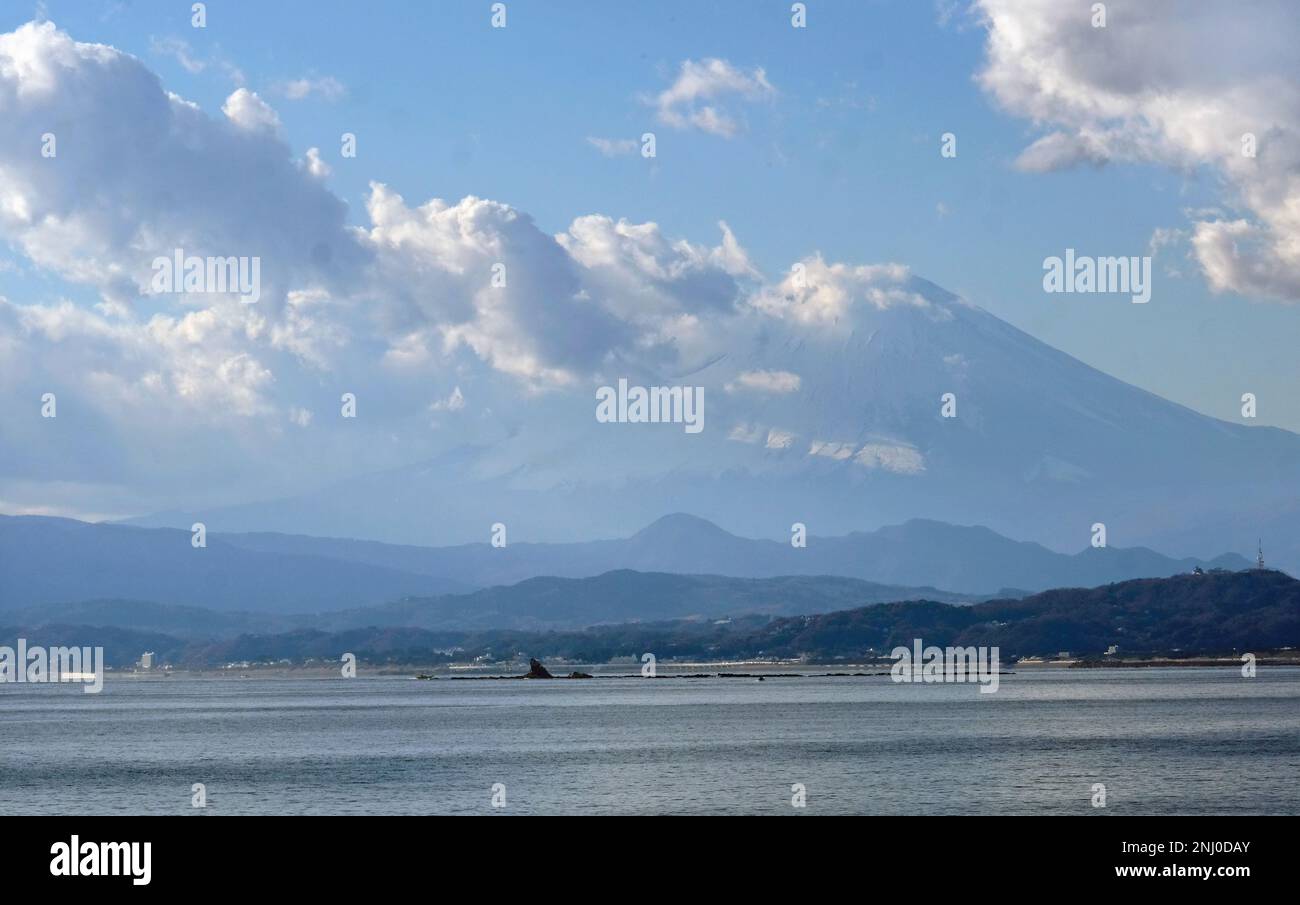 Mount Fuji in Japan seen from Enoshima Stock Photo - Alamy