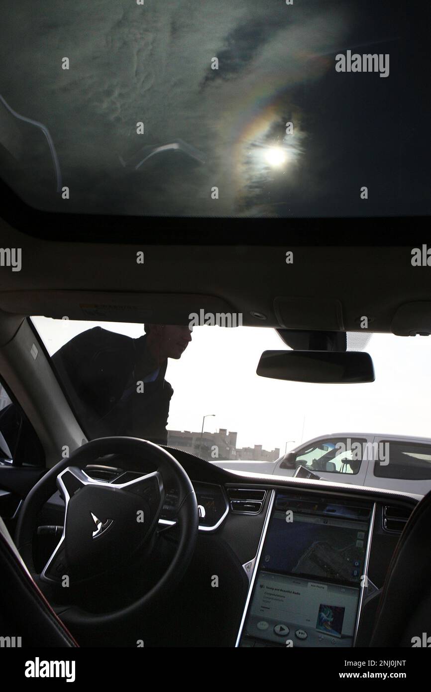 Eco entrepreneur Kristofor Lofgren shows the interior dashboard and ...