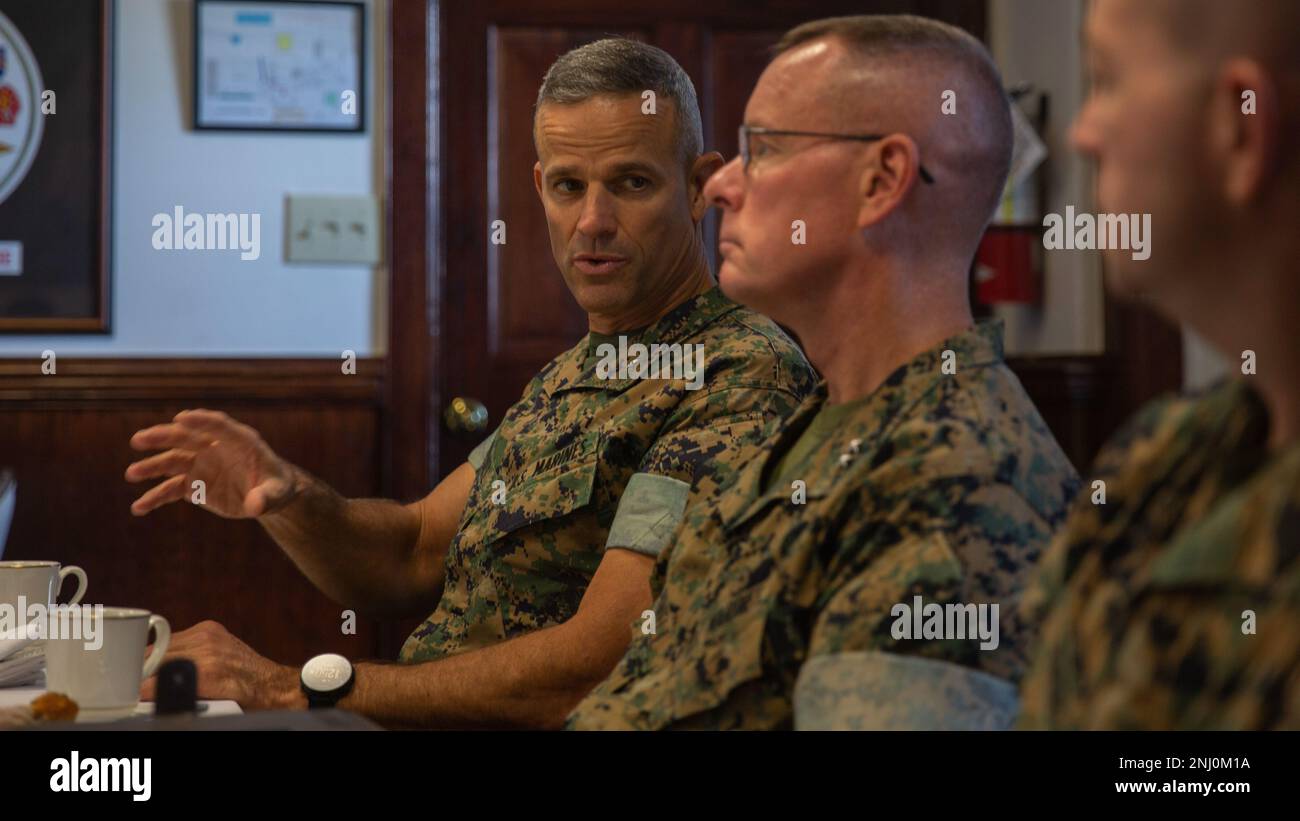 U.S. Marine Corps Brig. Gen. Andrew M. Niebel, left, commanding general ...