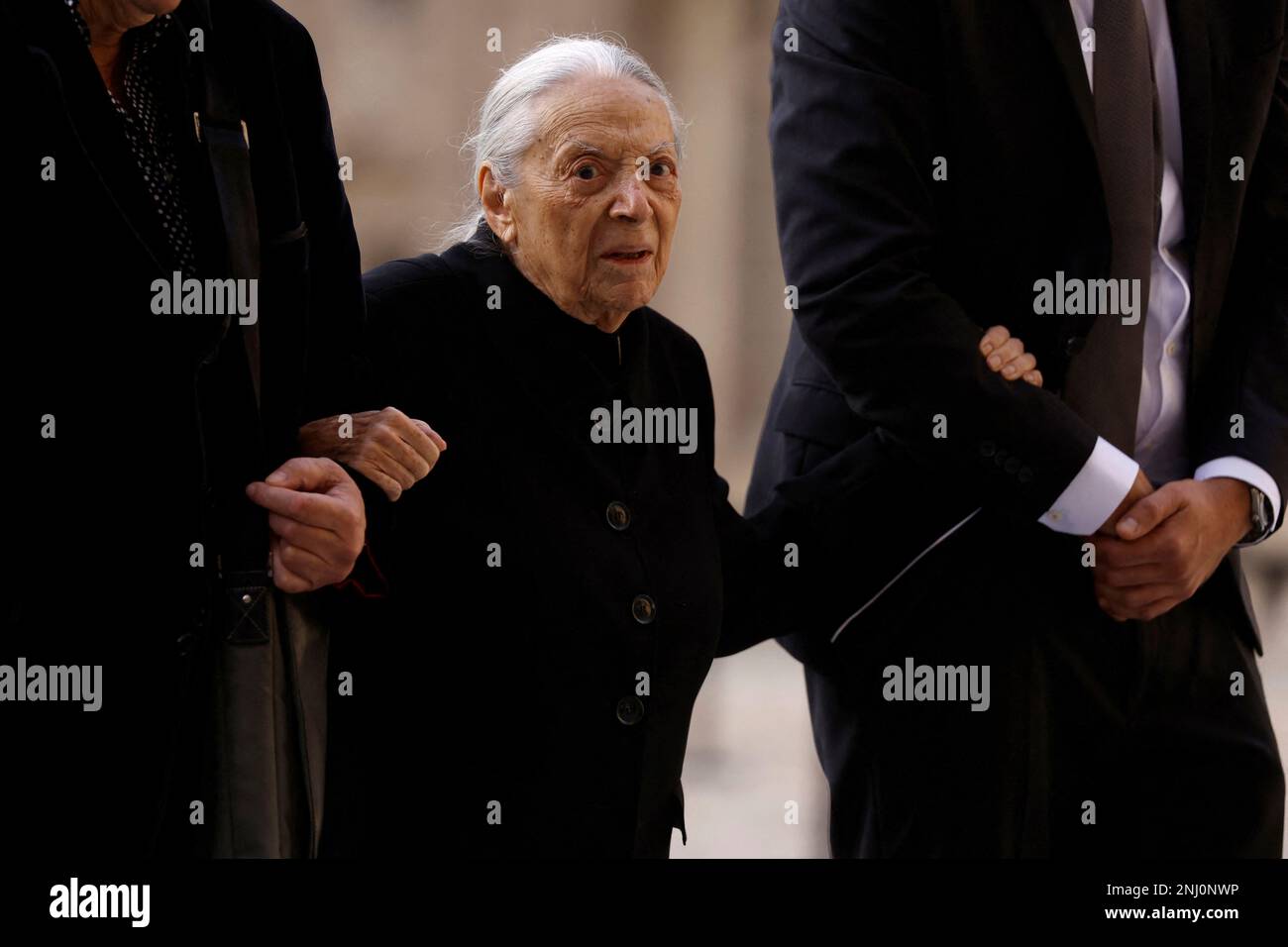 Colette Soulages, the widow of Pierre Soulages, leaves after a tribute ...