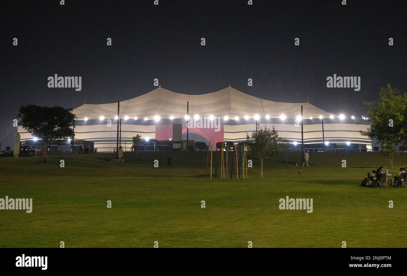 A picture shows Al Bayt Stadium, the venue of the FIFA World Cup Qatar ...