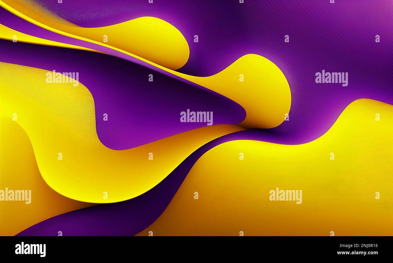 Abstract yellow and violet background, wallpaper of waves, veils ...