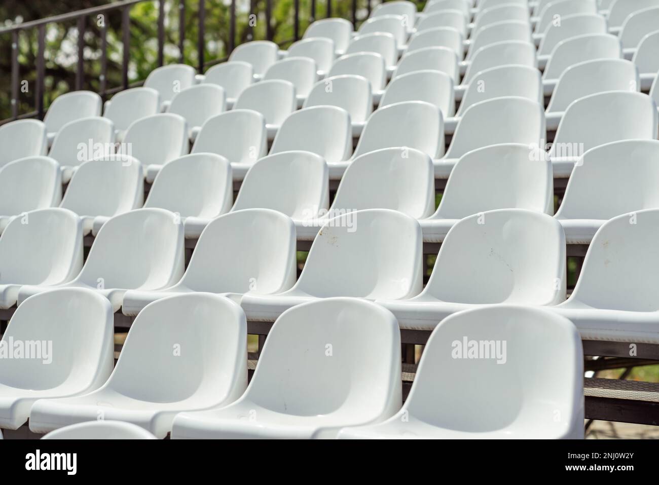 Seats of tribune on sport stadium. Concept of fans, chairs for audience ...