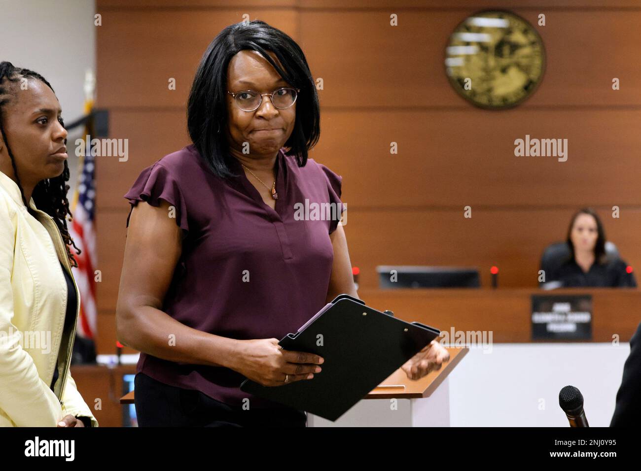 Anne Marie Ramsay leaves the podium after giving her victim impact ...