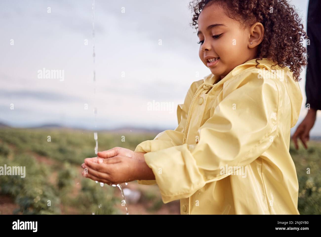 Kid, child and young girl washing hands for hygiene and sustainability ...