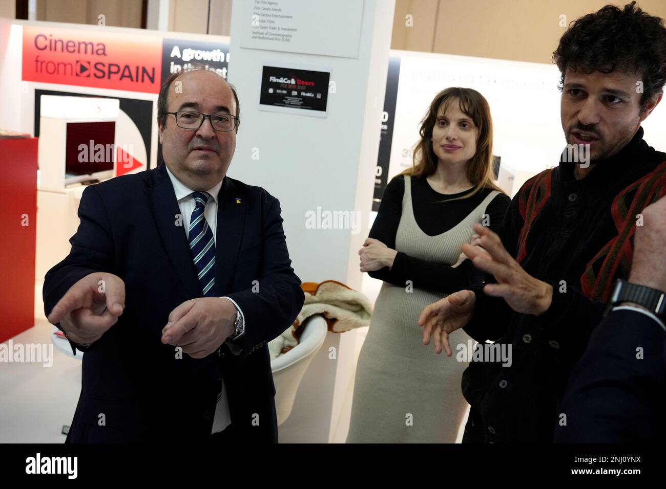 Berlin, Germany. 22nd Feb, 2023. Miquel Iceta (l), Minister of Culture ...