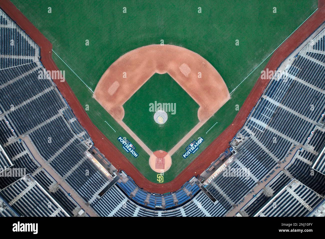 A general overall aerial view of the Petco Park infield with the 2022 ...