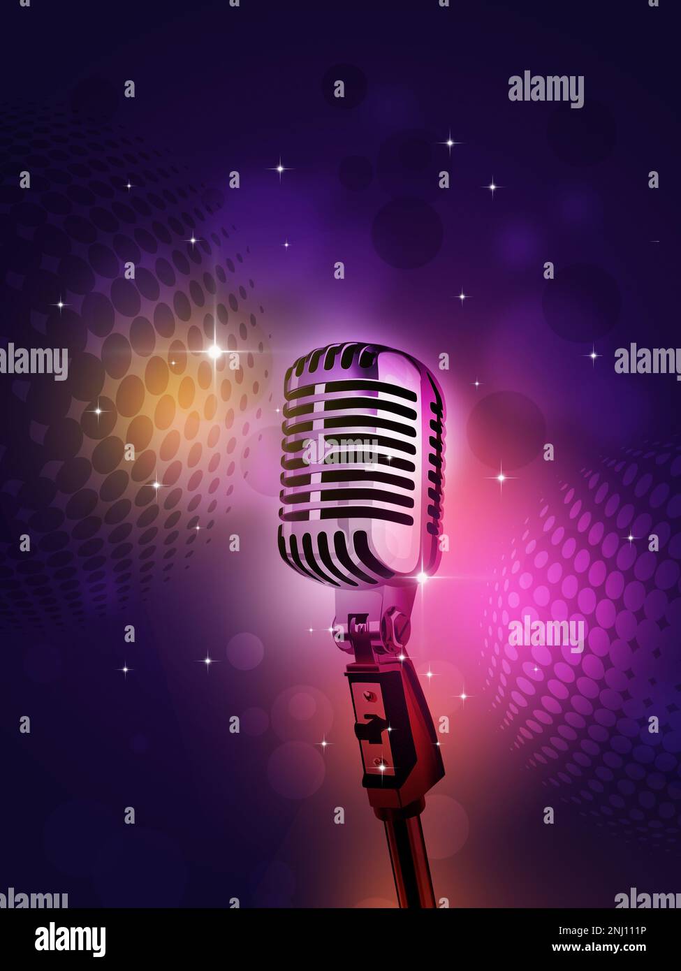 retro microphone background. color music poster of 80s and 90s dance ...
