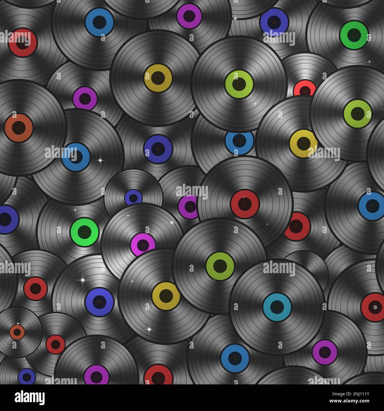 many music vinyl records party bright dosco background Stock Photo - Alamy