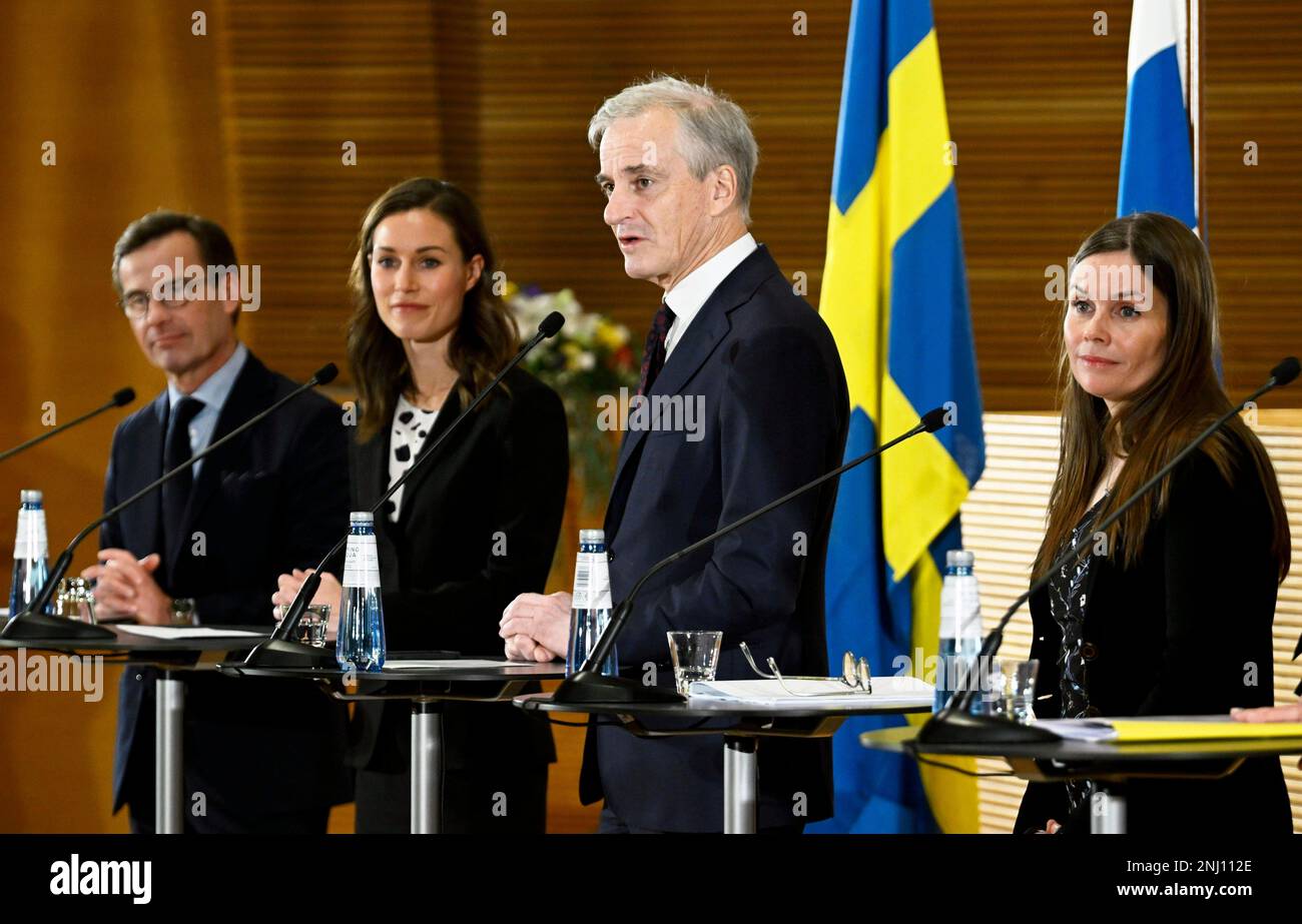 From rright, Prime Minister of Iceland Katrin Jakobsdottir, Prime Minister of Norway Jonas Gahr ...