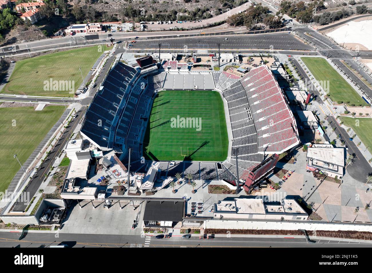 A general overall aerial view of Snapdragon Stadium, Monday, Oct. 24, 2022, in San Diego. The ...