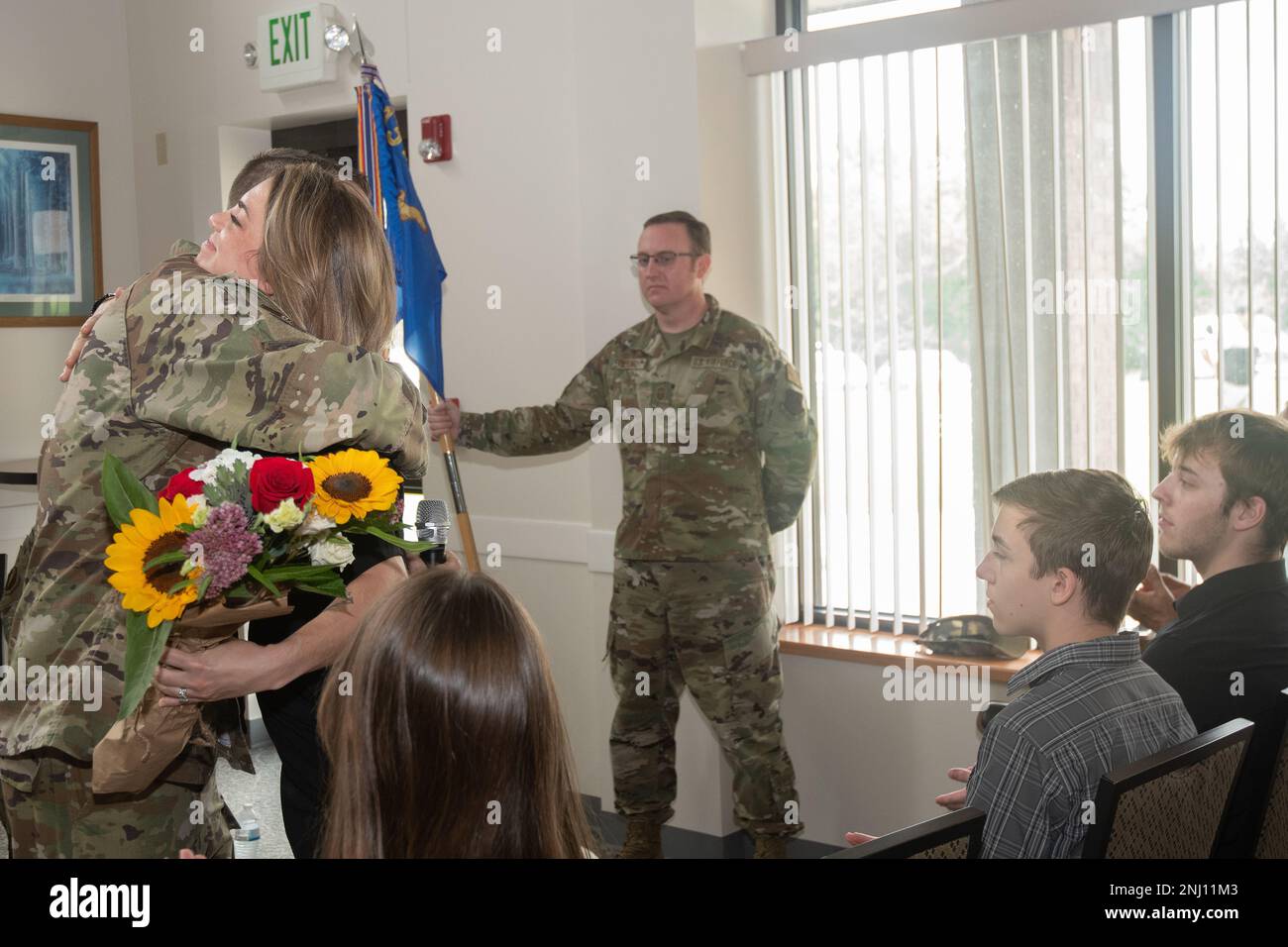 Lt. Col. Steven Eldien thanks his wife for her support during the 131st ...