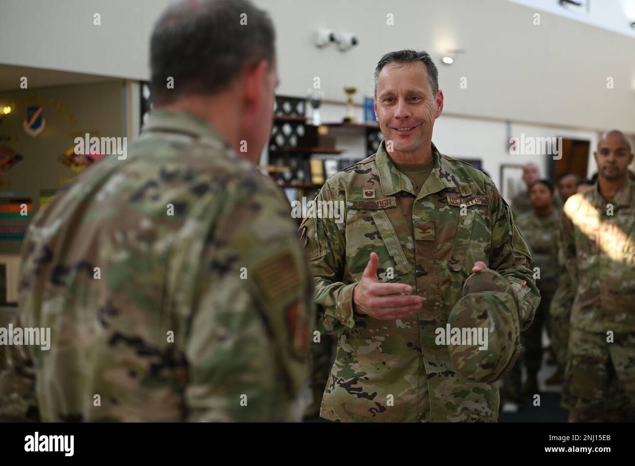 Col. Scott Carbaugh, right, 39th Medical Group commander, speaks with ...