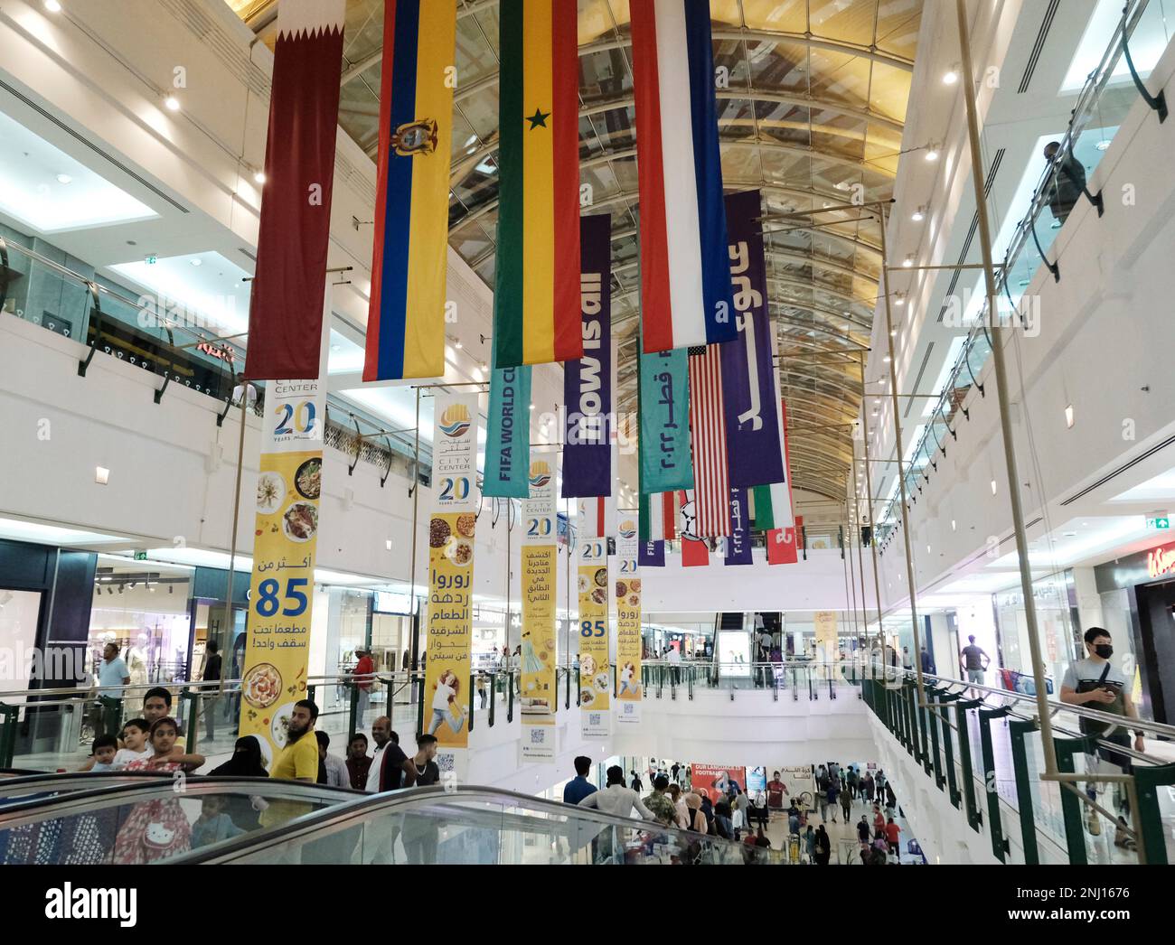 Flags of countries that participate in the FIFA World Cup are displayed ...