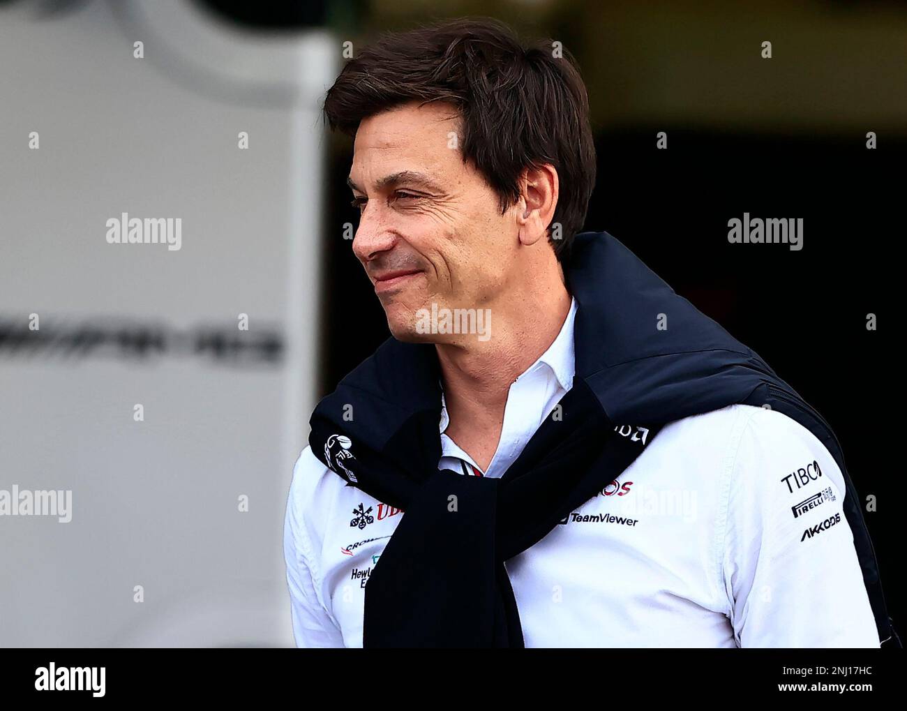 Torger Christian "Toto" Wolff, Mercedes CEO, smiles during the Formula ...