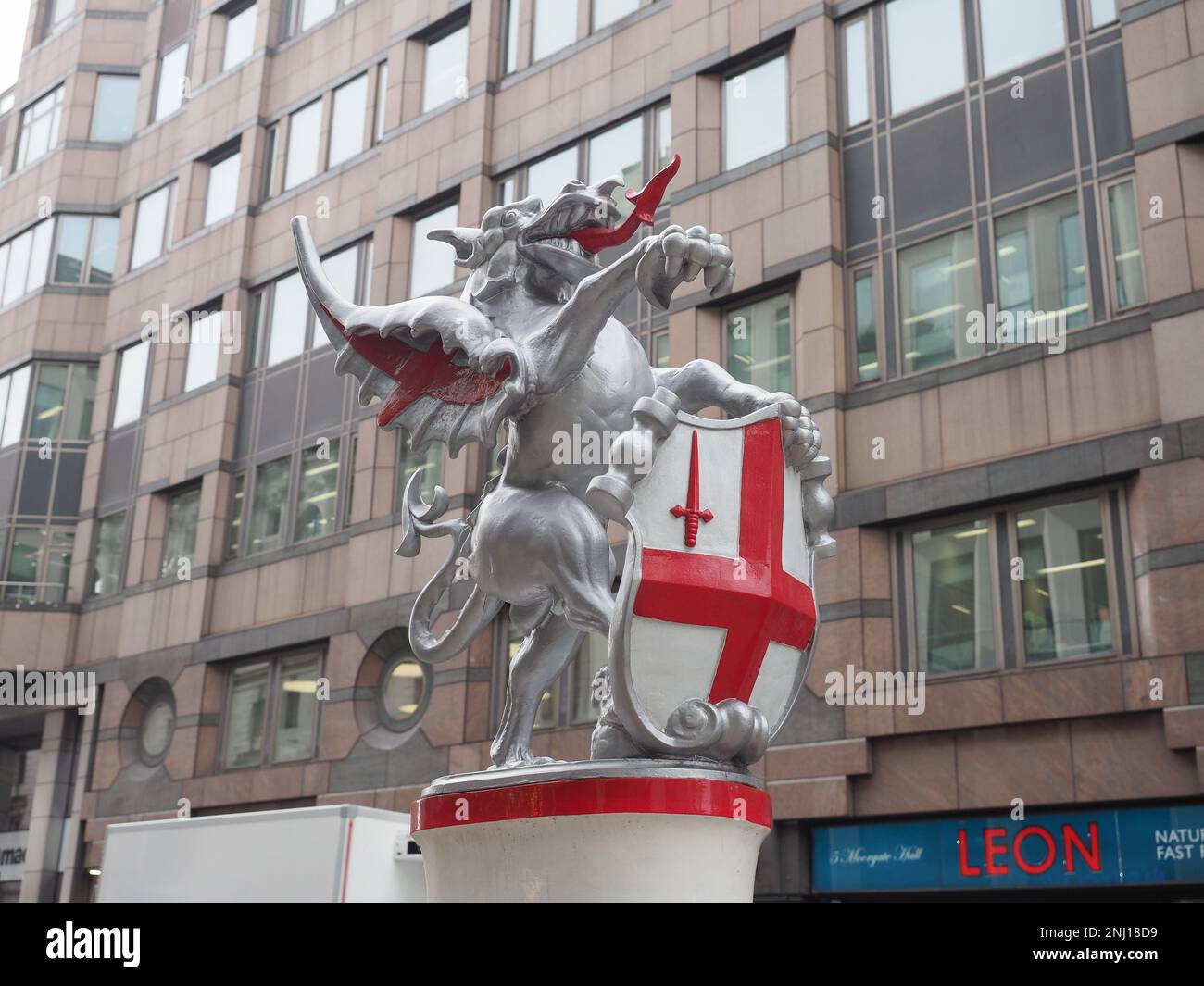 LONDON, UK - CIRCA OCTOBER 2022: Statue of Dragon marking the boundary ...