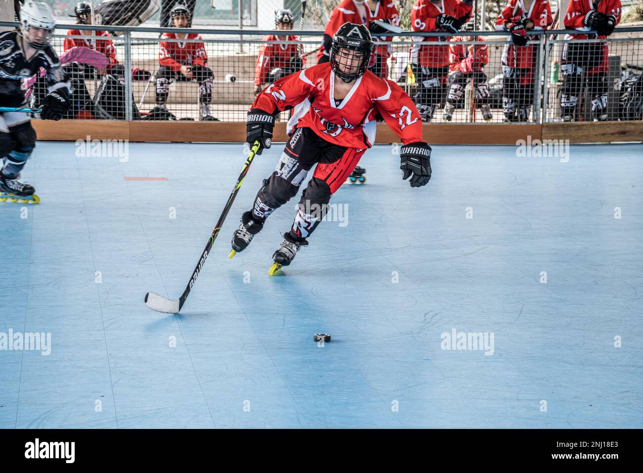 Spanish elite league inline field hockey match between the women's ...