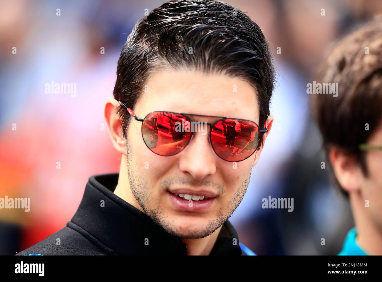 Alpine driver Esteban Ocon, of France, looks on prior to the start of ...