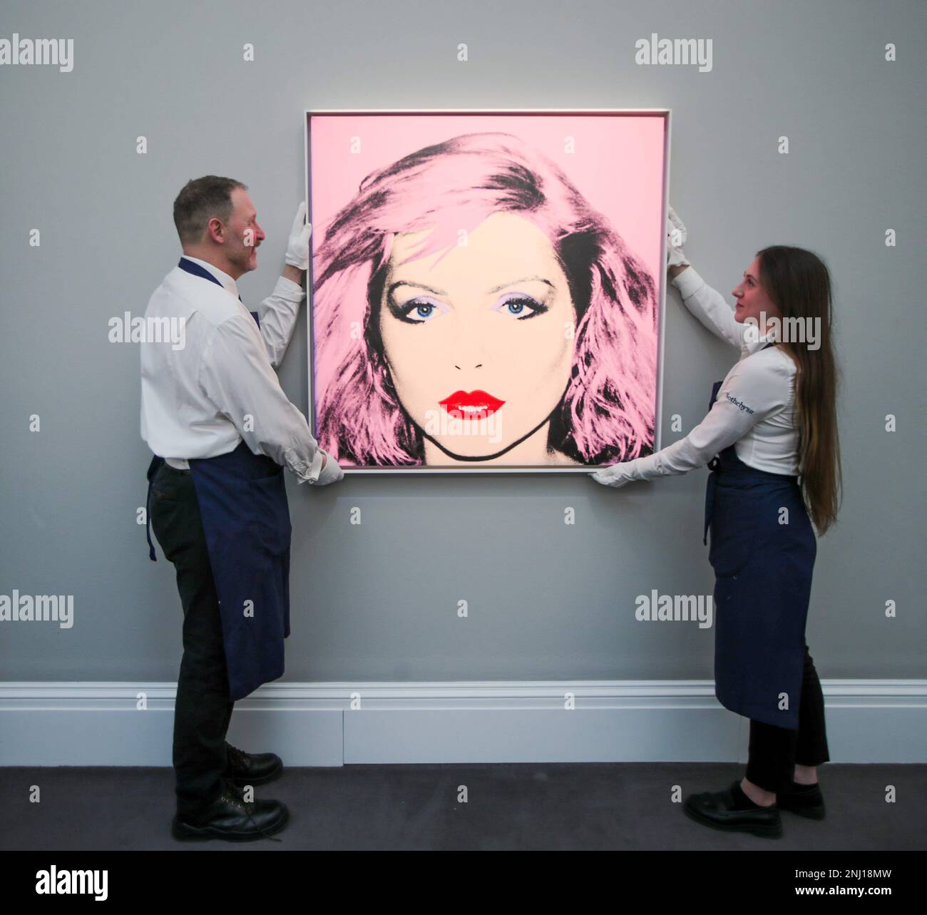 London UK 22 Feb 2023 Andy Warhol’s Bubblegum Pink Portrait of Pop Icon Debbie Harry, est. £4-6 ...