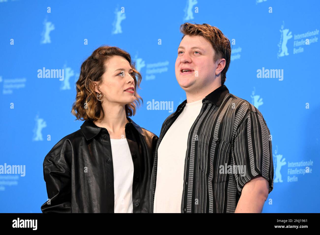 Berlin, Germany. 22nd Feb, 2023. Paula Beer (l), actress, and Thomas Schubert, actor, arrive at ...
