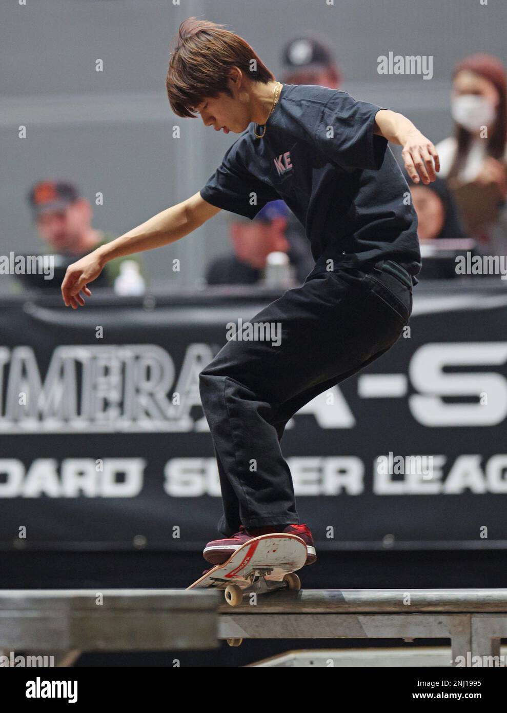 Japanese skateboarder Yuto Horigome performs during final of CHIMERAA A ...