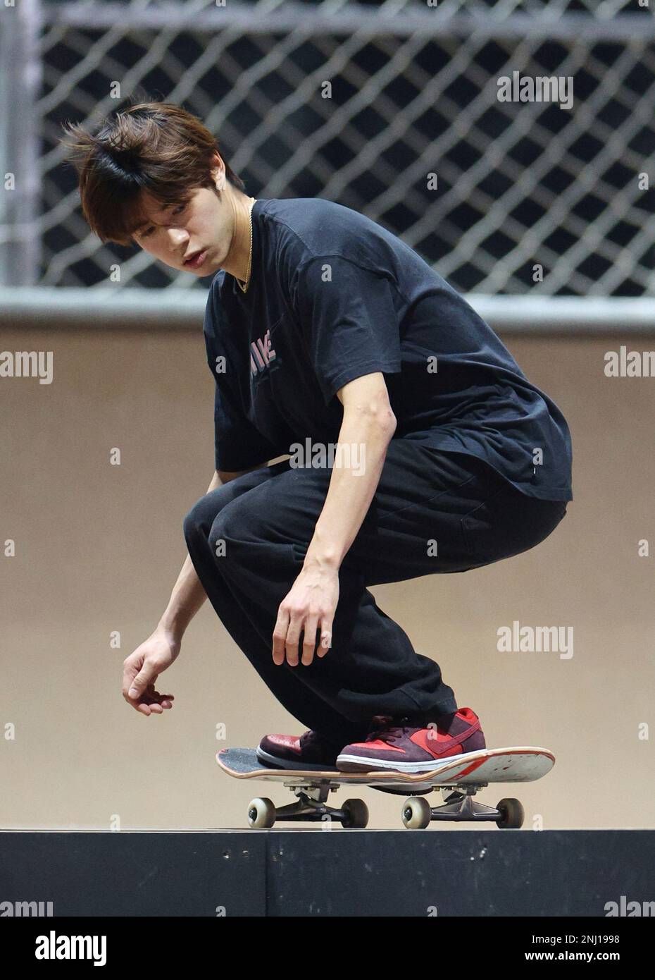 Japanese skateboarder Yuto Horigome performs during final of CHIMERAA A ...