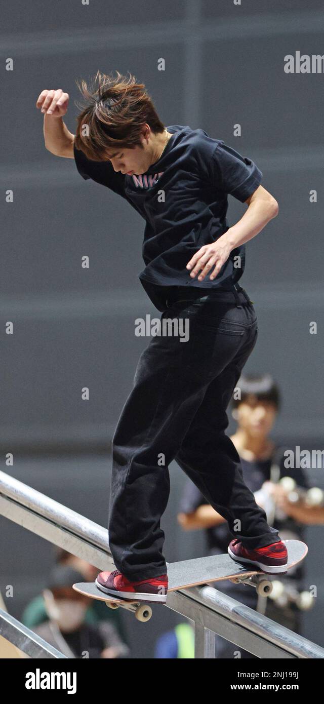 Japanese skateboarder Yuto Horigome performs during final of CHIMERAA A ...