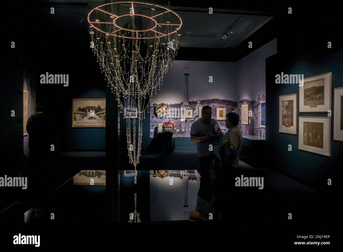 Inverted funicular model, designed by Gaudí, in the exhibition 'Gaudí ...
