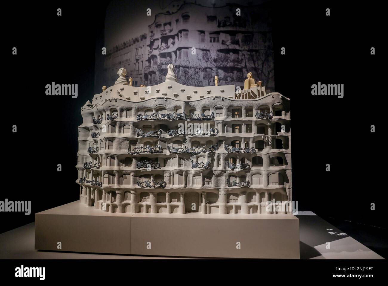 Model of the modernist building Casa Milà, Gaudí's work popularly known ...