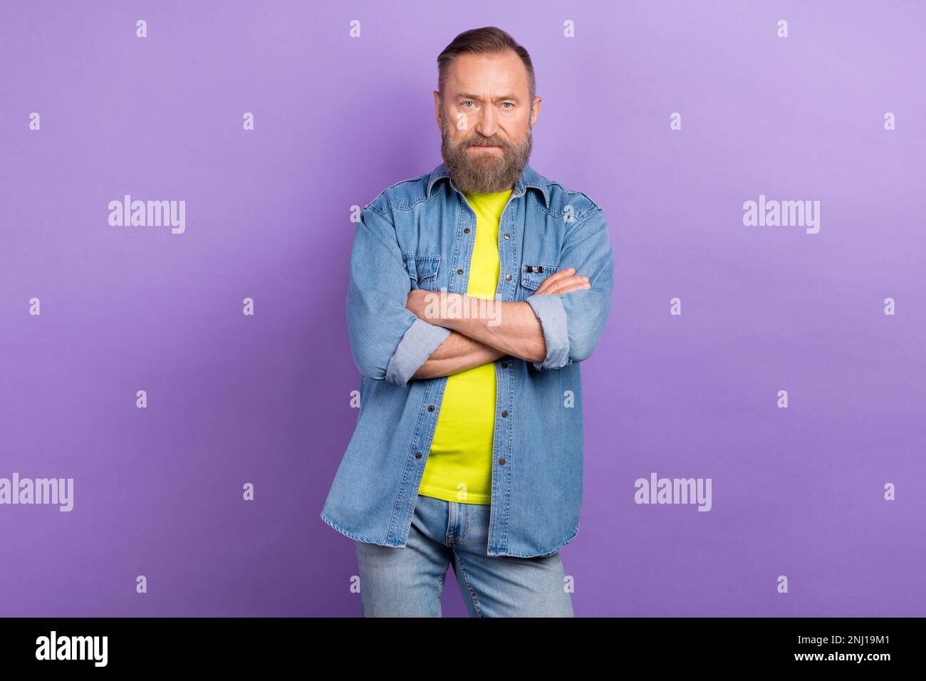 Portrait of calm focused concentrated person folded hands isolated on ...