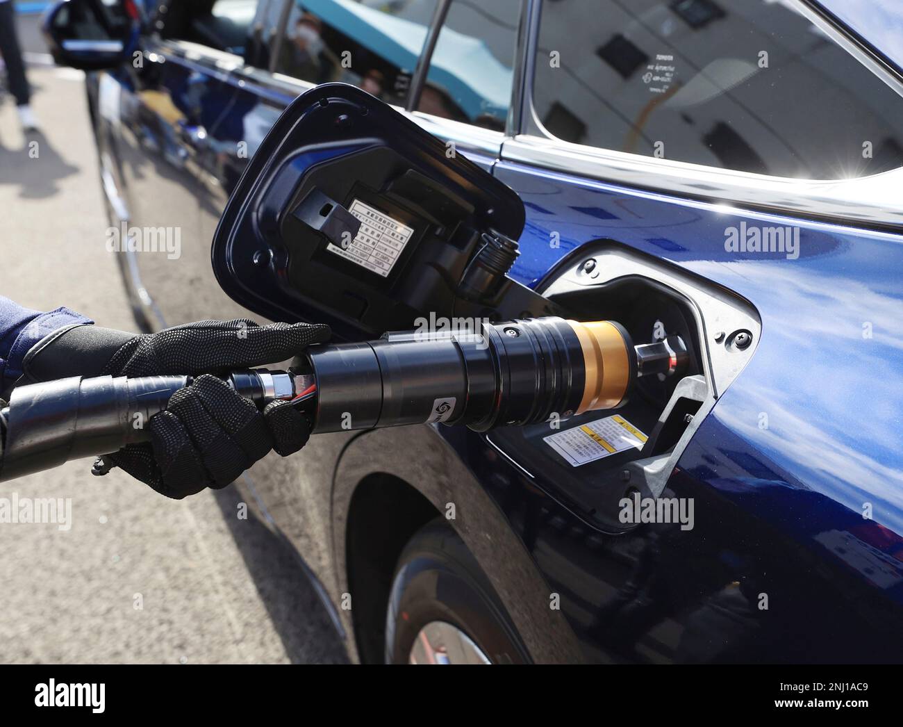 A mobile hydrogen refueling station is opened in Shinjuku Ward, Tokyo on October 30, 2022. ENEOS ...