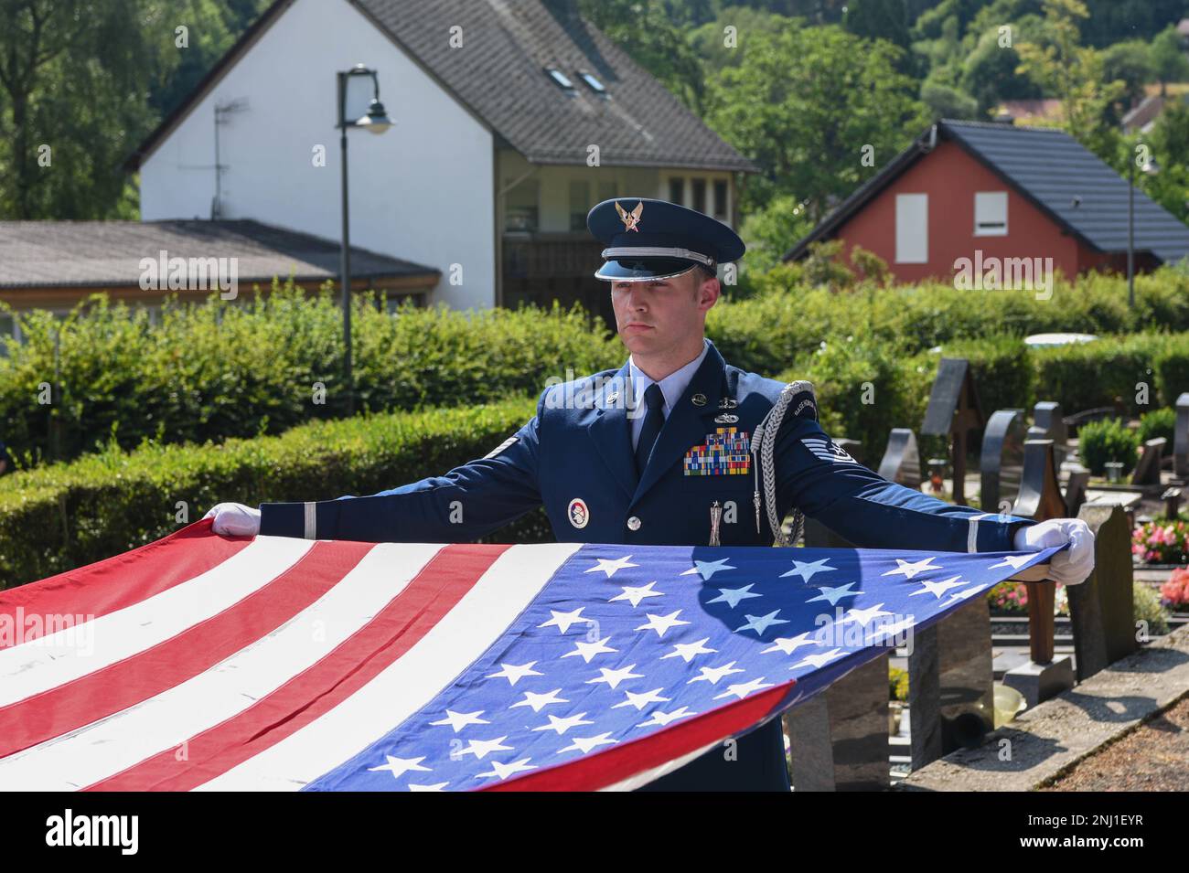 A service member of the Spangdahlem Air Base Honor Guard, Germany ...