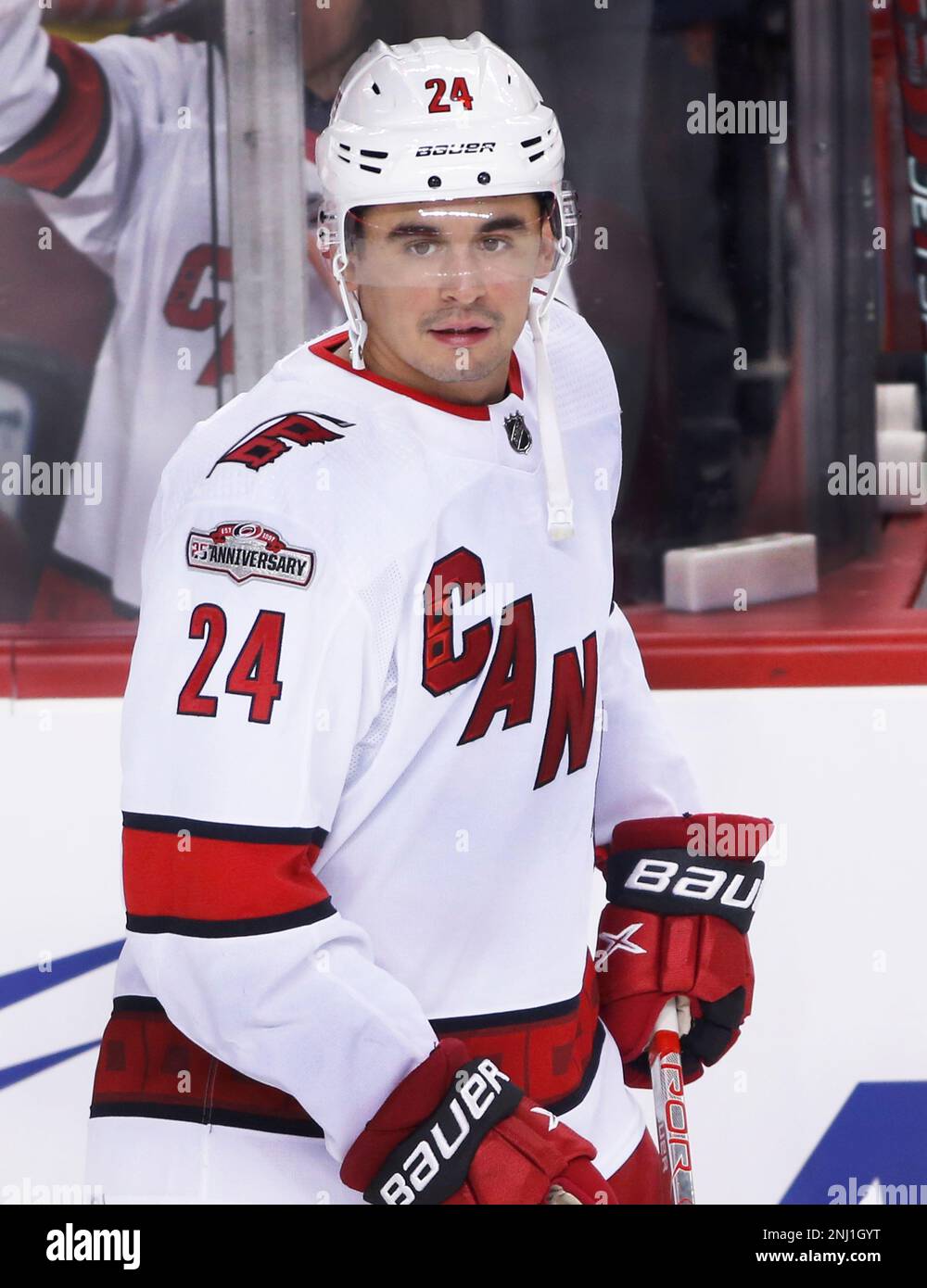 NHL profile photo on Carolina Hurricanes player Seth Jarvis at a game ...