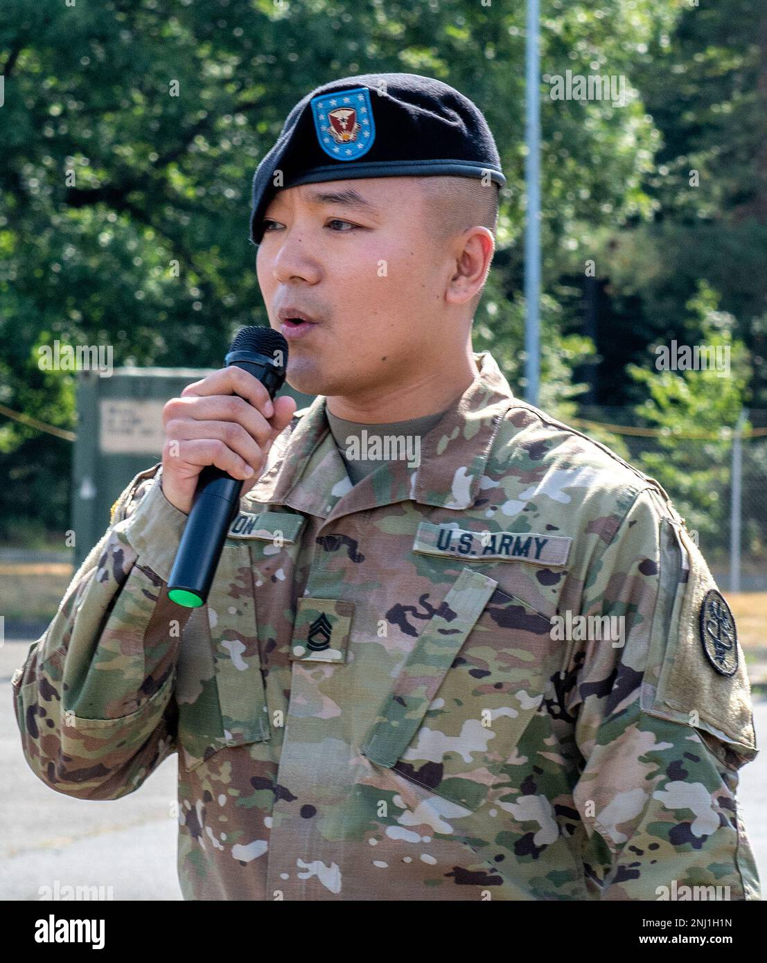 U.S. Army Sgt. 1st Class Sean H. Jeon with the Regional Health Command ...