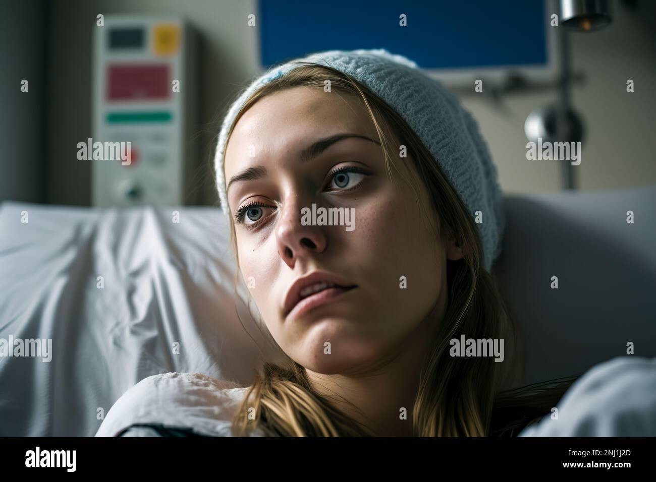 Young patient hospitalized lying down on bed Stock Photo - Alamy