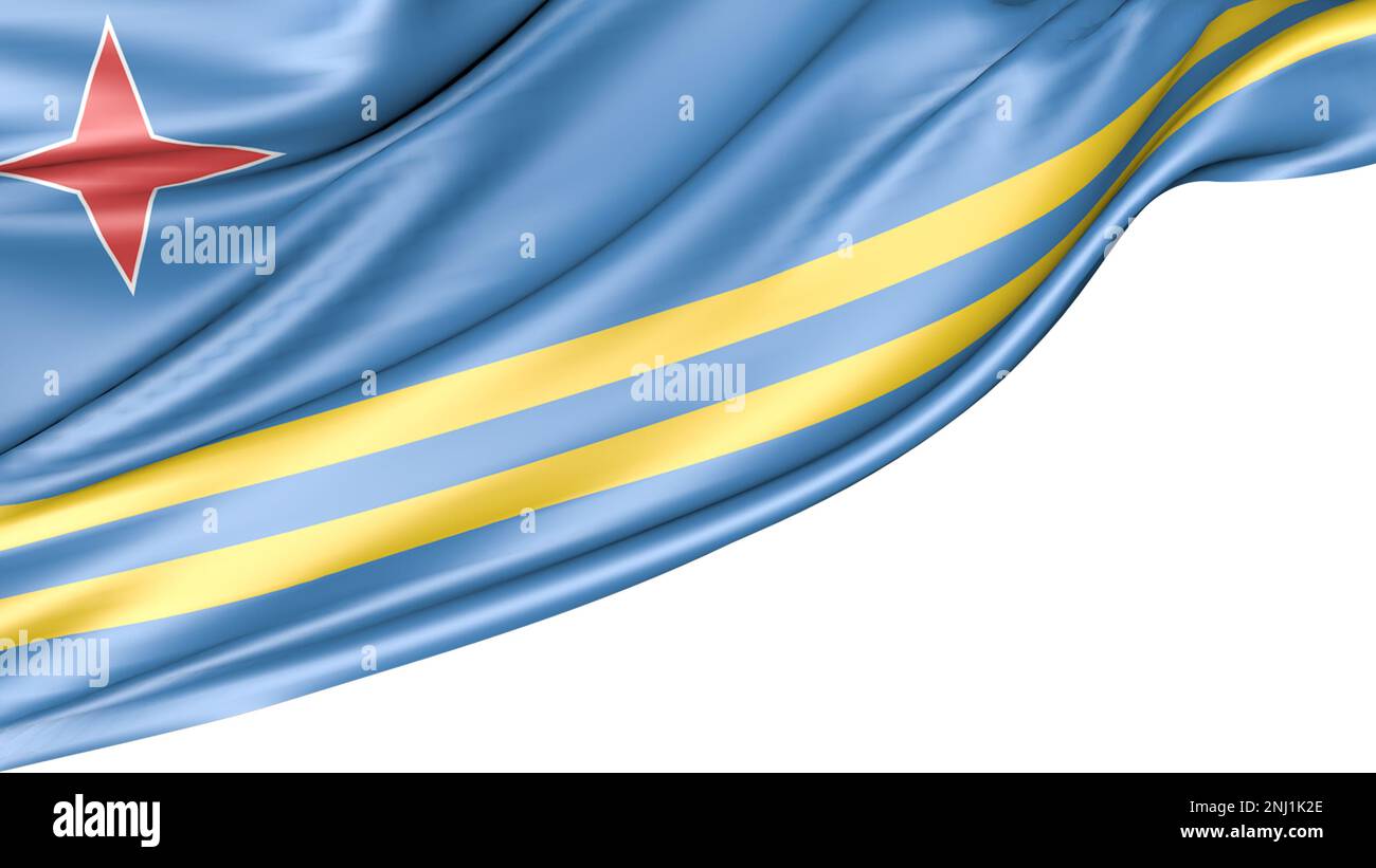 Aruban Flag Isolated on White Background, 3D Illustratio Stock Photo ...