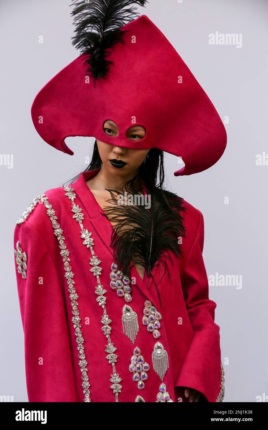 London, UK. 21st Feb, 2023. A model wearing an outfit made by ...