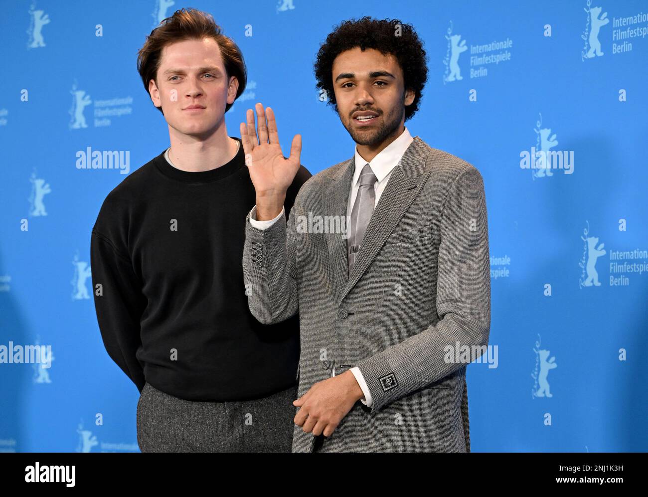 Berlin, Germany. 22nd Feb, 2023. Enno Trebs, (l) actor, and Langston ...