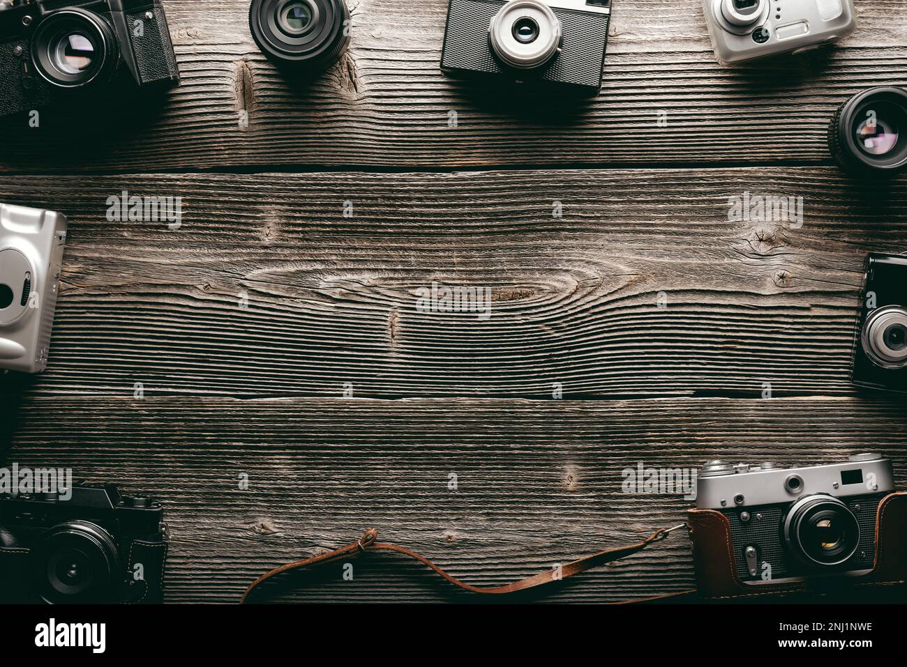 Photography concept background with different old vintage film photo ...