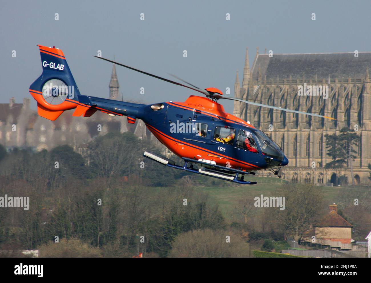A Eurocopter EC 135T2+ helicopter of PDG Helicopters departing Brighton ...