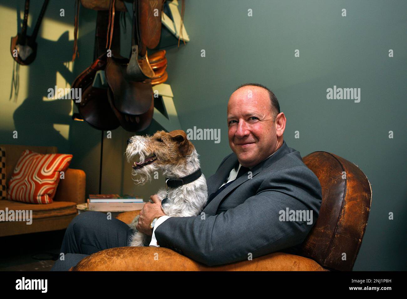 Developer Jim Rosenfield in his office with his dog at the Marin ...