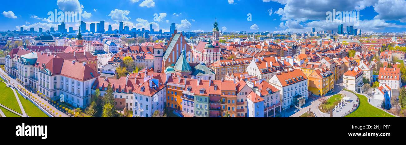 Historic cityscape panorama with high angle view of colorful ...