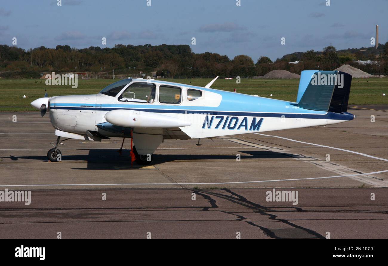 A Beechcraft D35 Bonanza on the ramp at Brighton City Airport Sussex ...