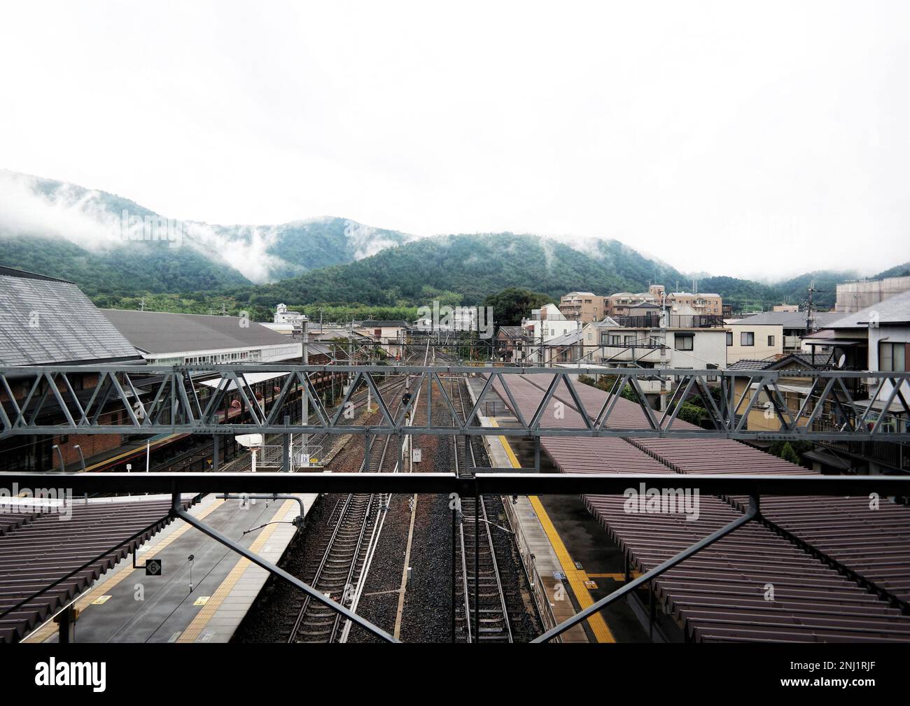 Kyoto, Japan - Sept, 2017: Arashiyama train railway through bamboo ...