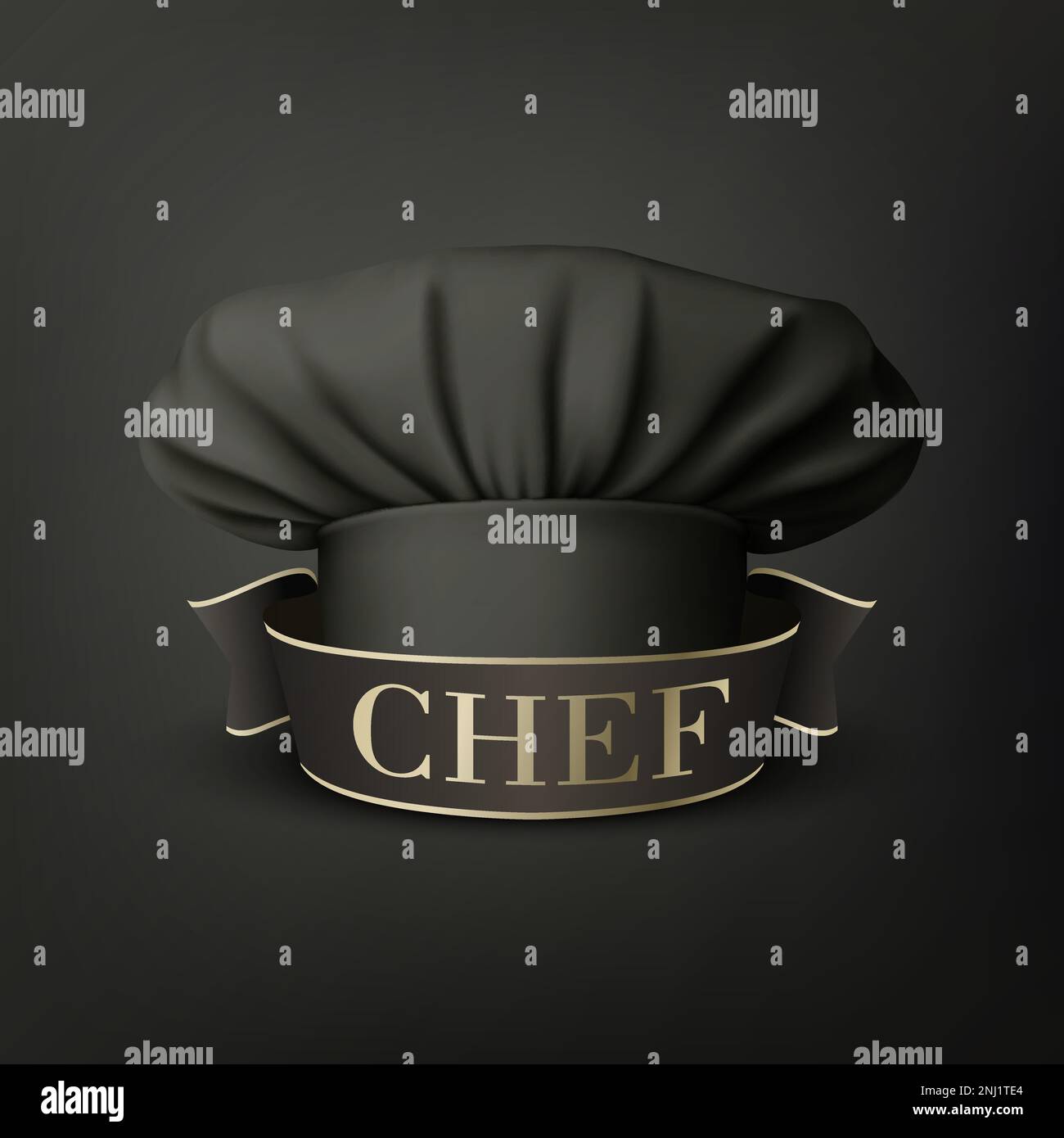Vector Banner with 3d Realistic Black Chef Hat, Toque on Black ...