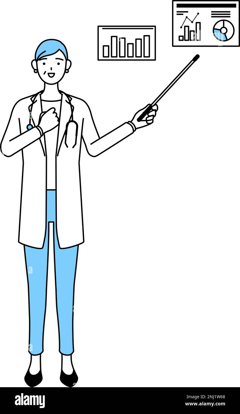 Female doctor in white coats with stethoscopes, senior, middle-aged ...