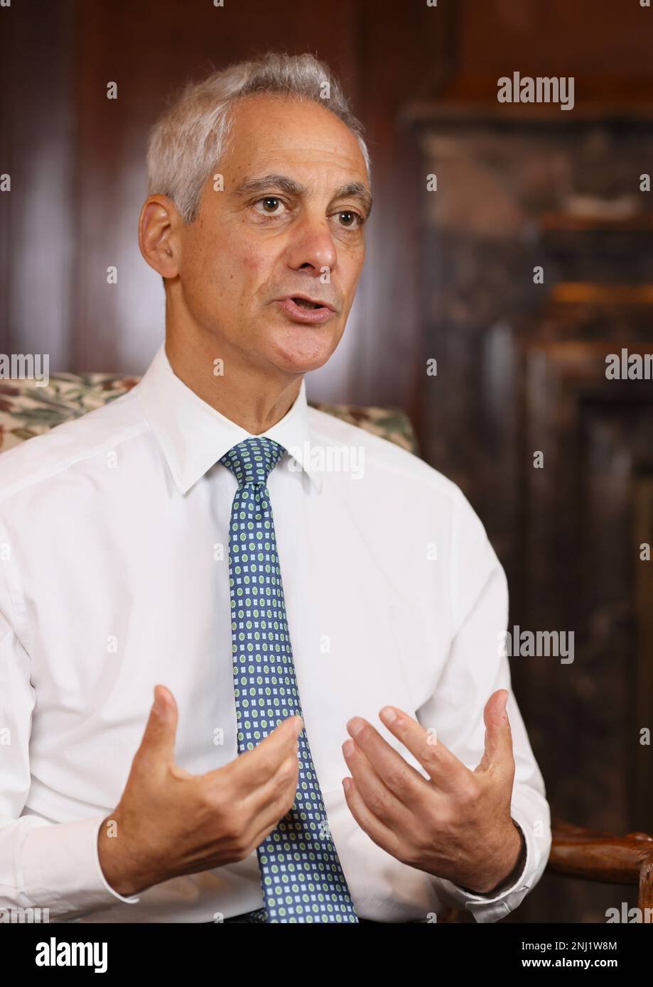 U.S. Ambassador to Japan Rahm Emanuel speaks during an interview by the ...