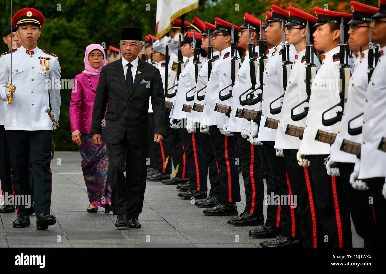 Malaysia's King, Sultan Abdullah Ahmad Shah (in dark suit) with the ...