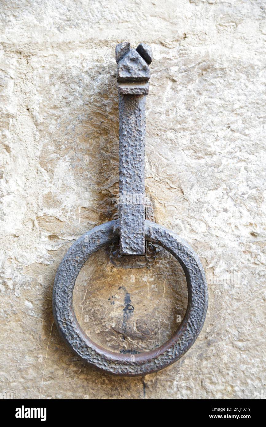 Old wrought iron ring to tie the horses, Florence, Italy Stock Photo ...